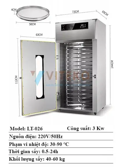 Máy sấy thực phẩm 15 khay xoay LT-026